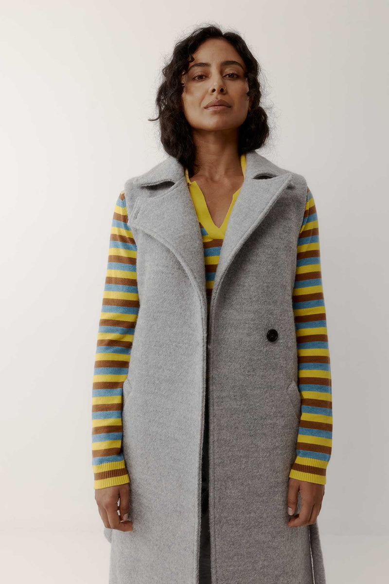 New Lands Sleeveless Trench - Ash Grey Boiled Wool Felt - 2025 – New ...